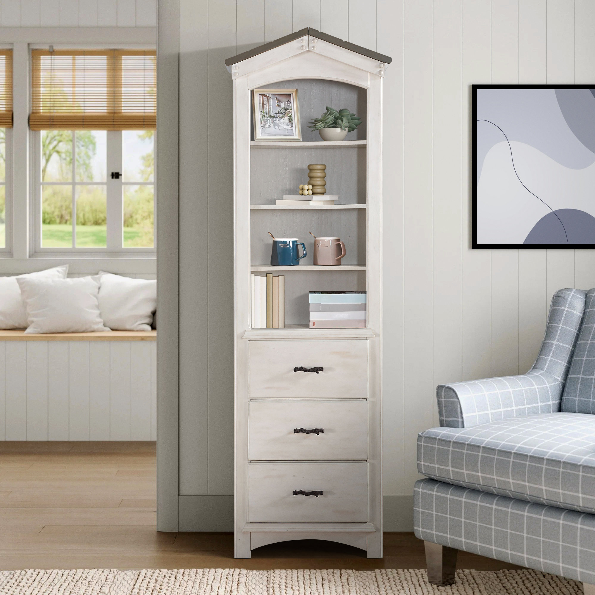 Wildon Home® Homestead 4-shelf Bookcase with 3 Drawers | Wayfair