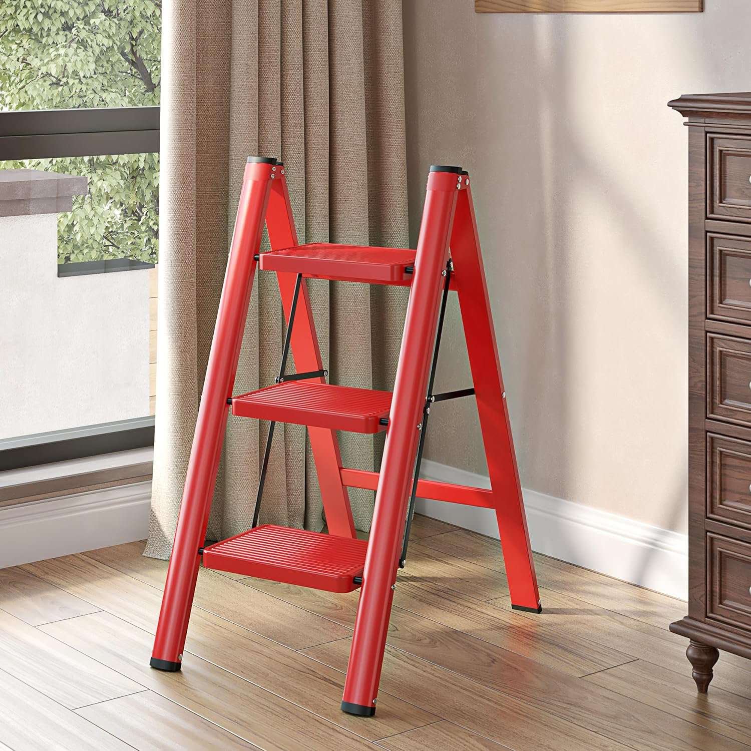 WFX Utility™ 3 Step Ladder,Lightweight Folding Step Stool with Anti ...