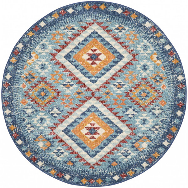Union Rustic Aldos Performance Blue/Red/Orange Rug - Wayfair Canada