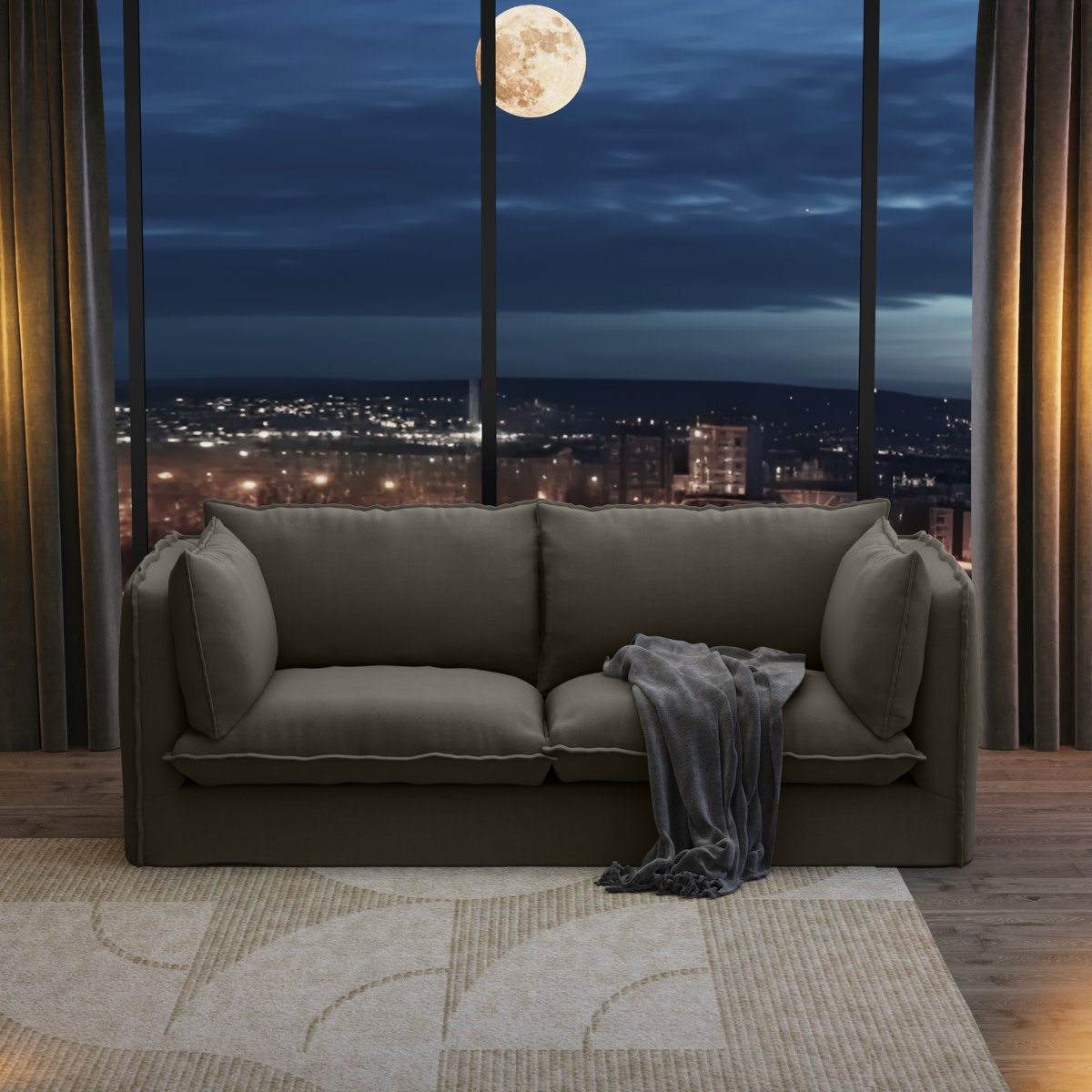 Latitude Run® Laurianna 80 Inch Down Sofa Down Filled Couches for ...