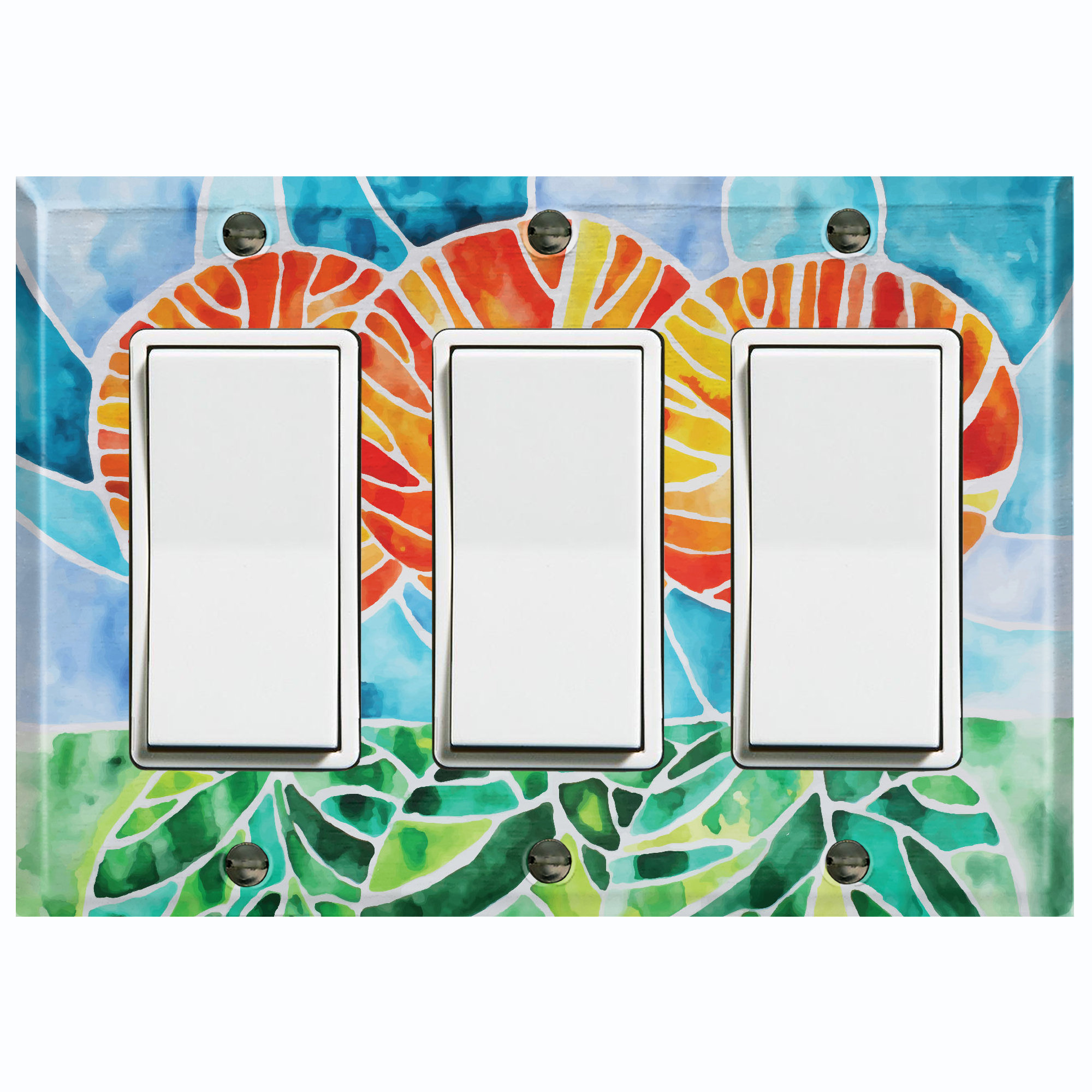 WorldAcc Metal Light Switch Plate Outlet Cover (Abstract Orange Flowers ...