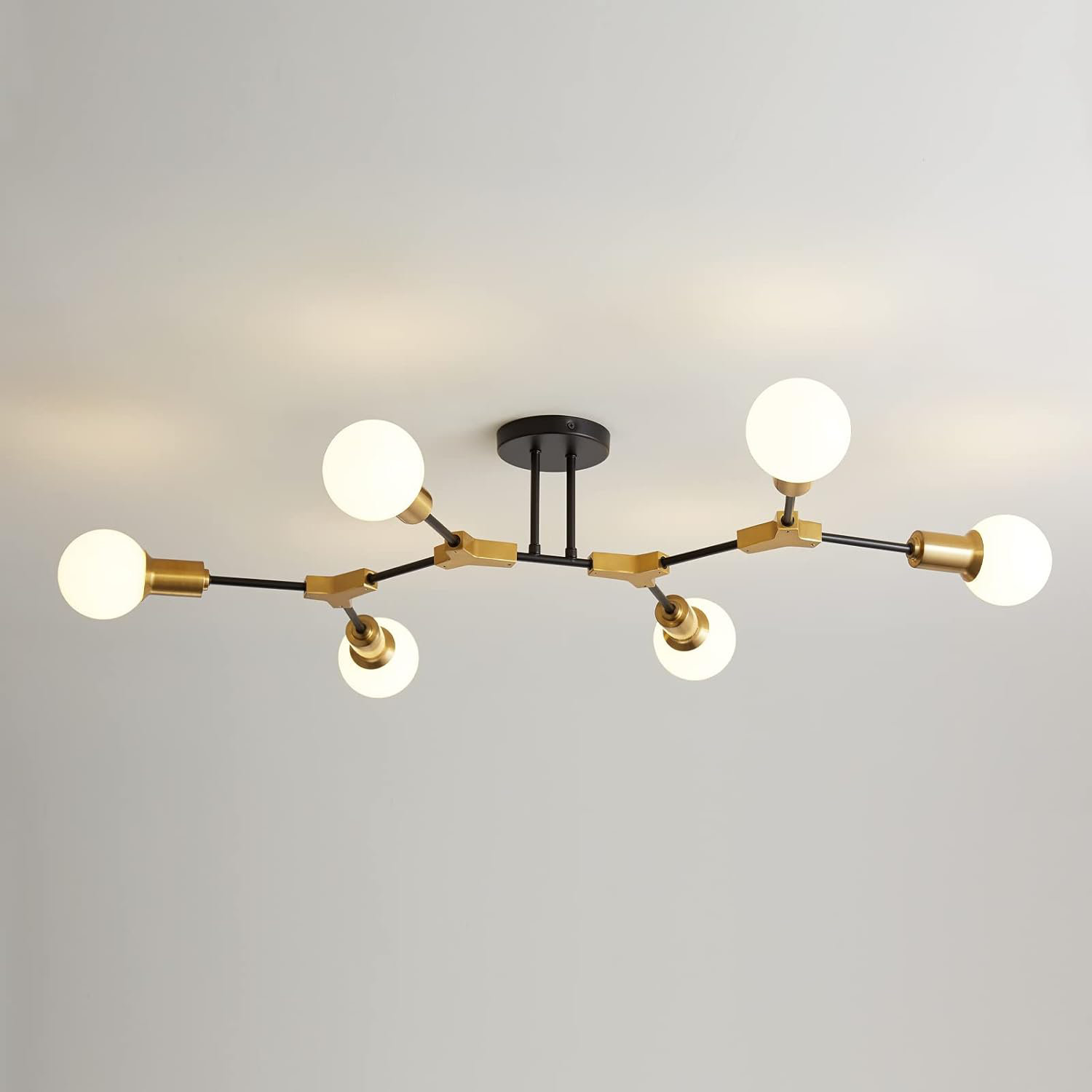 Ivy Bronx Epinl Modern Sputnik Light Fixture 6-Lights Chandelier Black ...