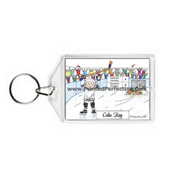 Printed Perfection Personalized Hockey Player - MaleAcrylic Key Chain ...