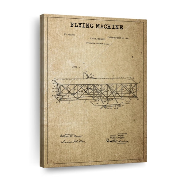 Williston Forge " Flying Machine Blueprint " by Patent Hunter | Wayfair