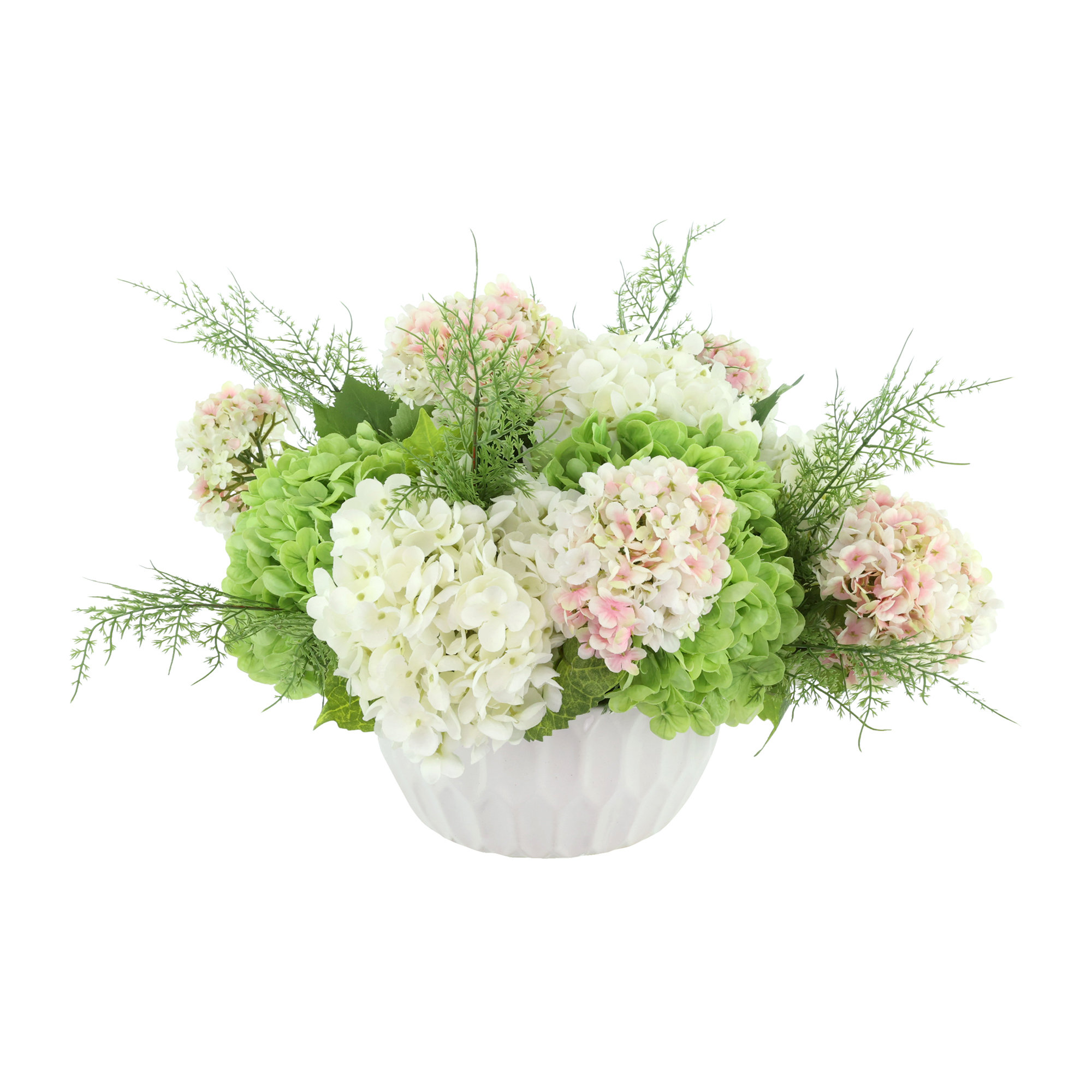 Creative Displays, Inc. Hydrangeas, Sedum and Ranunculus Arranged in a ...