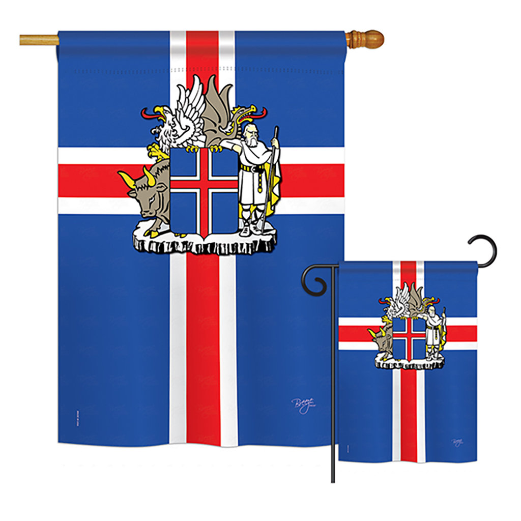 Breeze Decor Drapeau de jardin décoratif en polyester 2 faces Islande ...