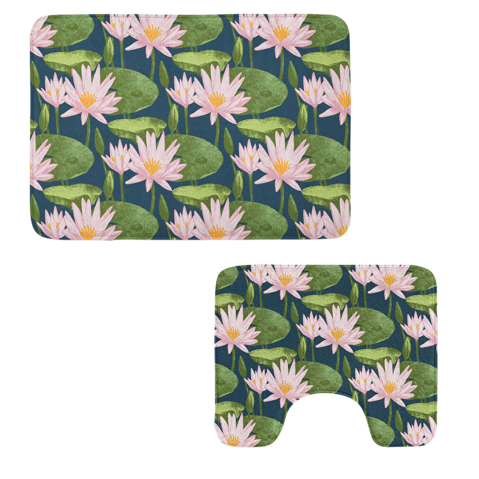 East Urban Home Lily Flower Bathroom Rug Set 2 Pieces Rectangle ...