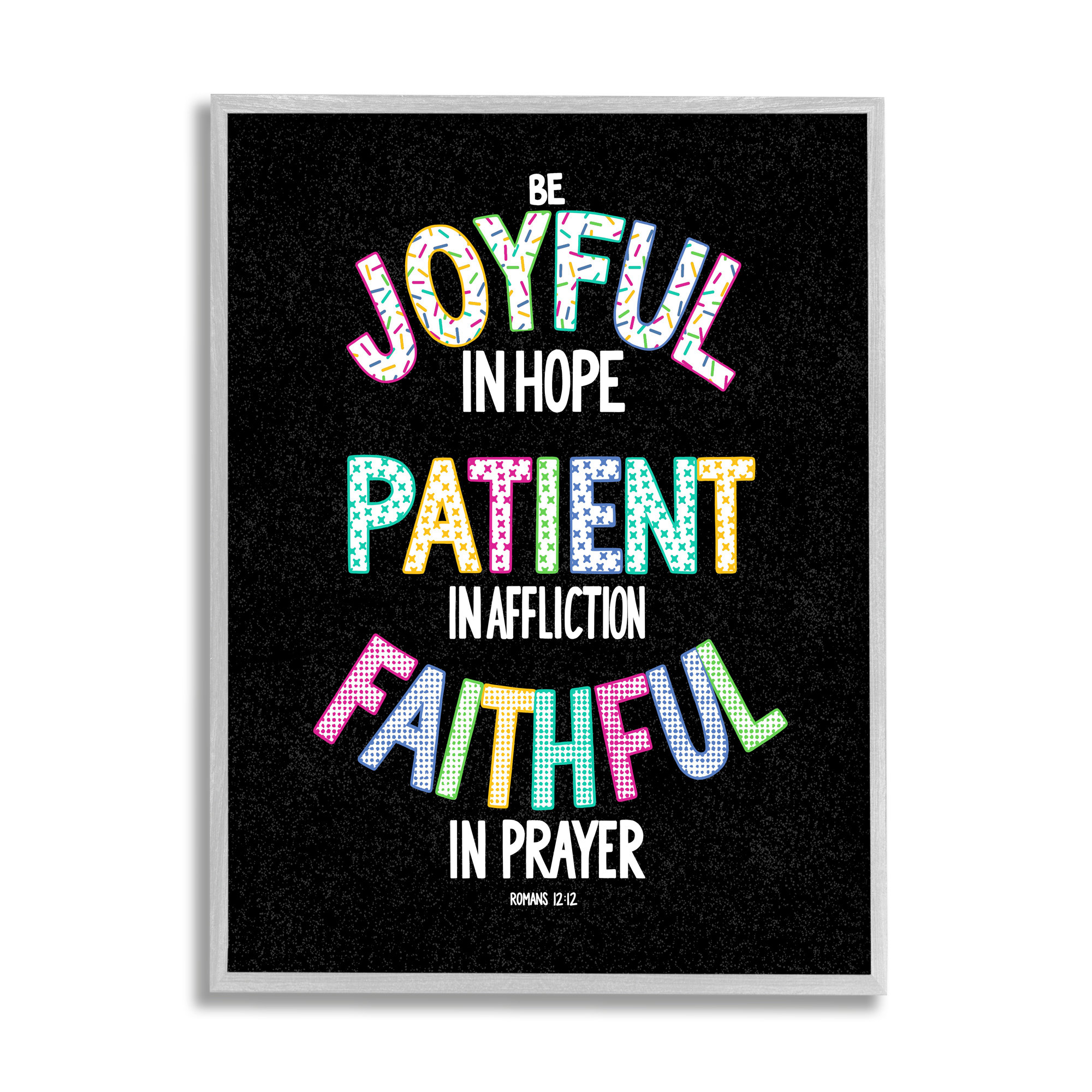 Trinx Joyful Hope Patient Affliction Faithful Prayer Romans 12:12 Grey ...