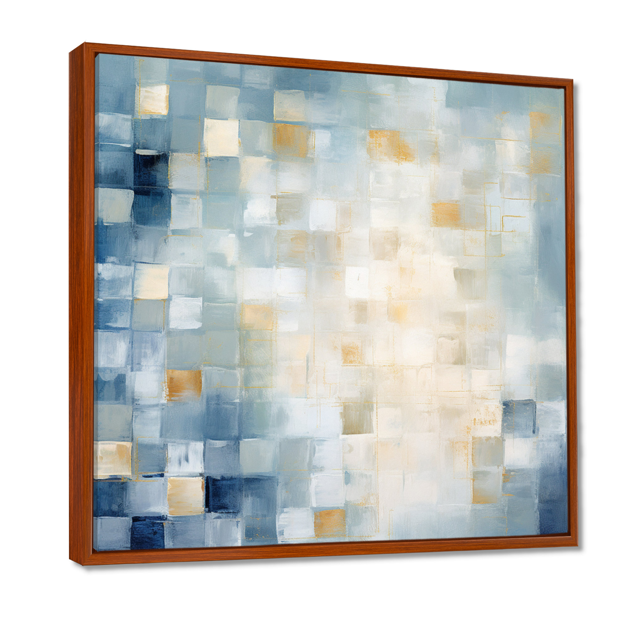 Wrought Studio™ Soothing Cubist Blue Squares - Abstract Wall Art | Wayfair