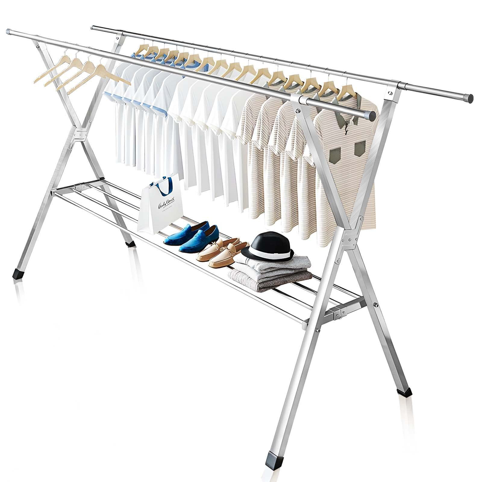 OLHAV Stainless Steel Foldable Freestanding Drying Rack | Wayfair