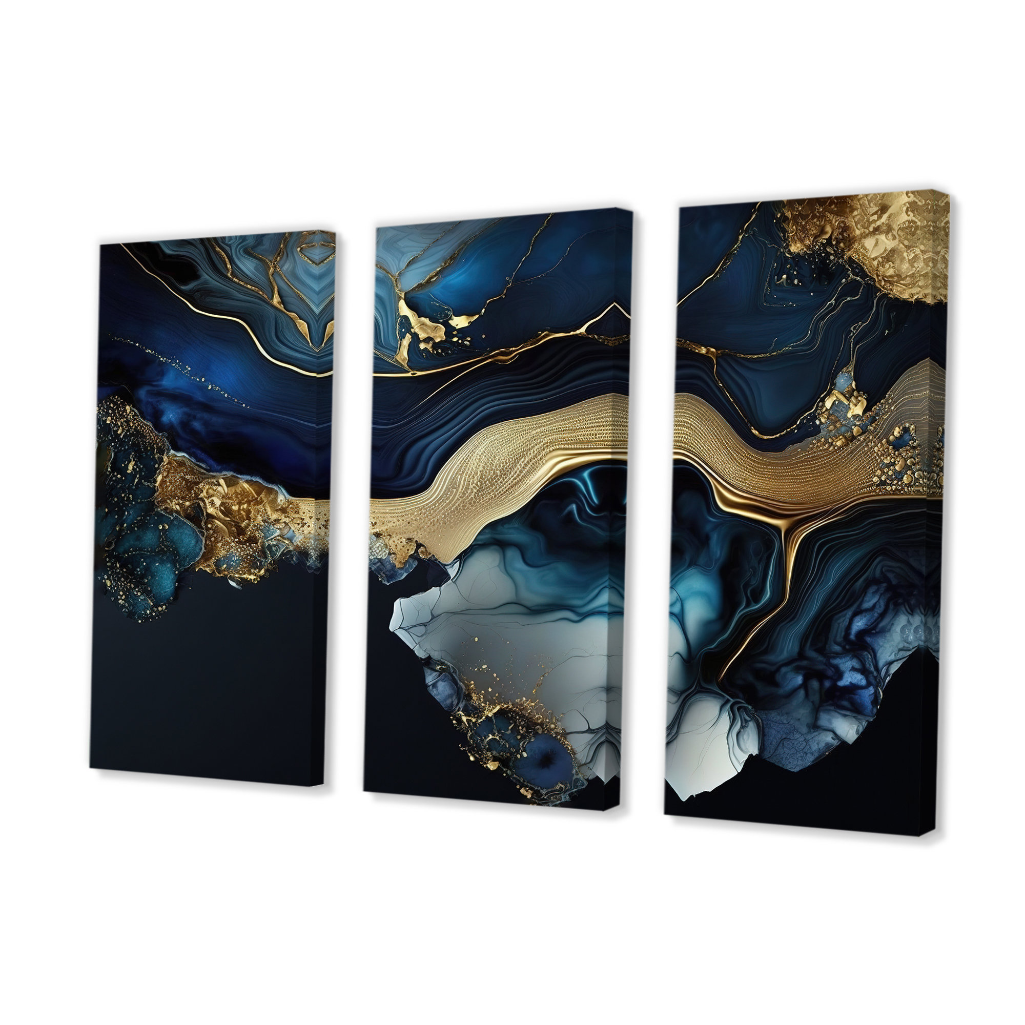 Design Art Abstract Geode Gold And Blue Marble V - Marble Abstract ...