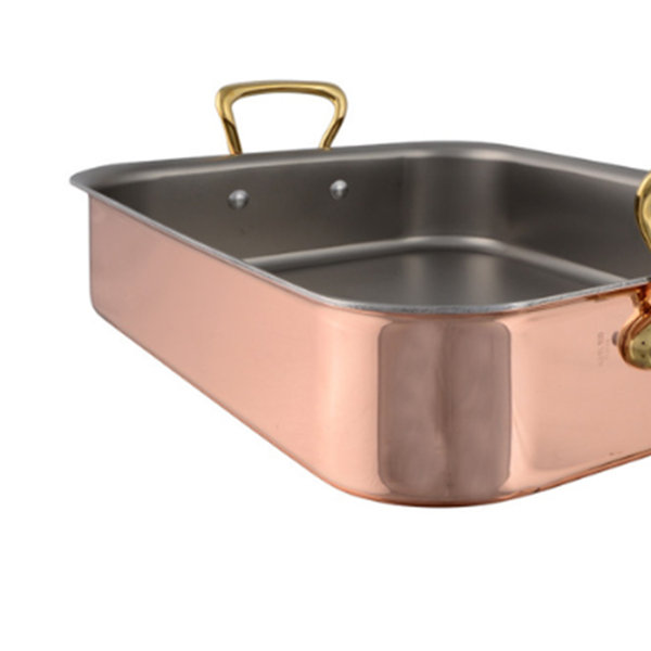 Mauviel M'200 B Copper Roasting Pan With Rack, Brass Handles, 15.7 x 11 ...