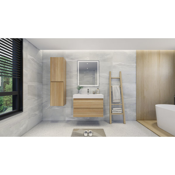 Latitude Run® Carneshia 35" Wall-Mounted Single Bathroom Vanity Set ...