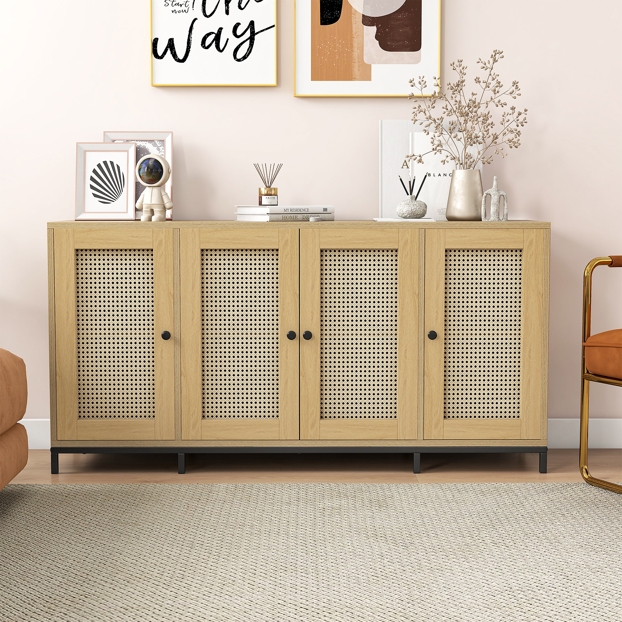 Bay Isle Home™ 4 Door 59" Wide Wood Sideboard Storage Cabinet with ...