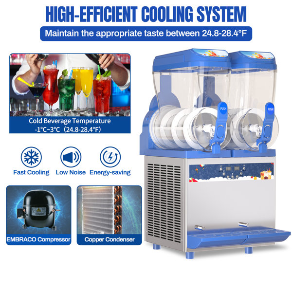 XPW Countertop Snow Cone Machine 1000W 30L Tanks Commercial Slushy ...