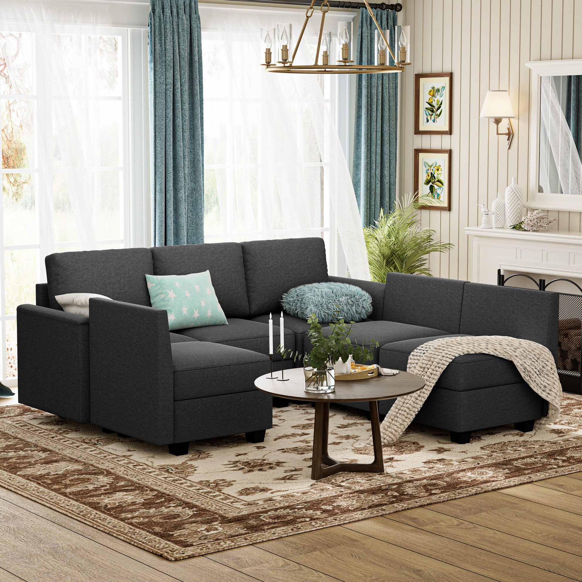 Hokku Designs Convertible Modular Sectional Couch, 7 Seats, Upgrade ...