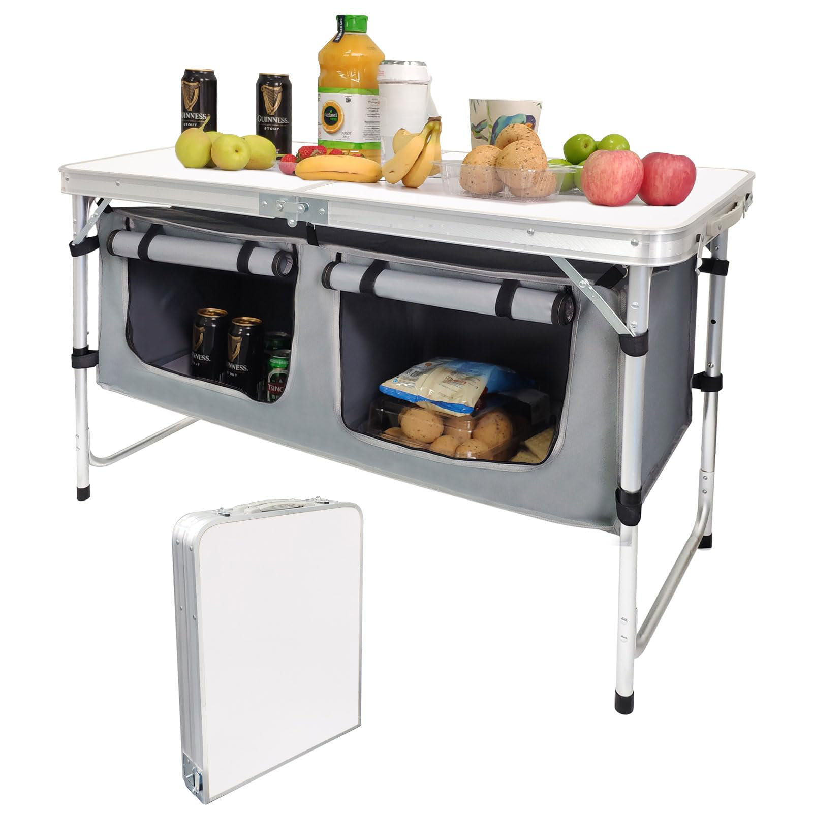 Fashion Finesse Camping Folding Aluminum Table With Adjustable Legs For ...