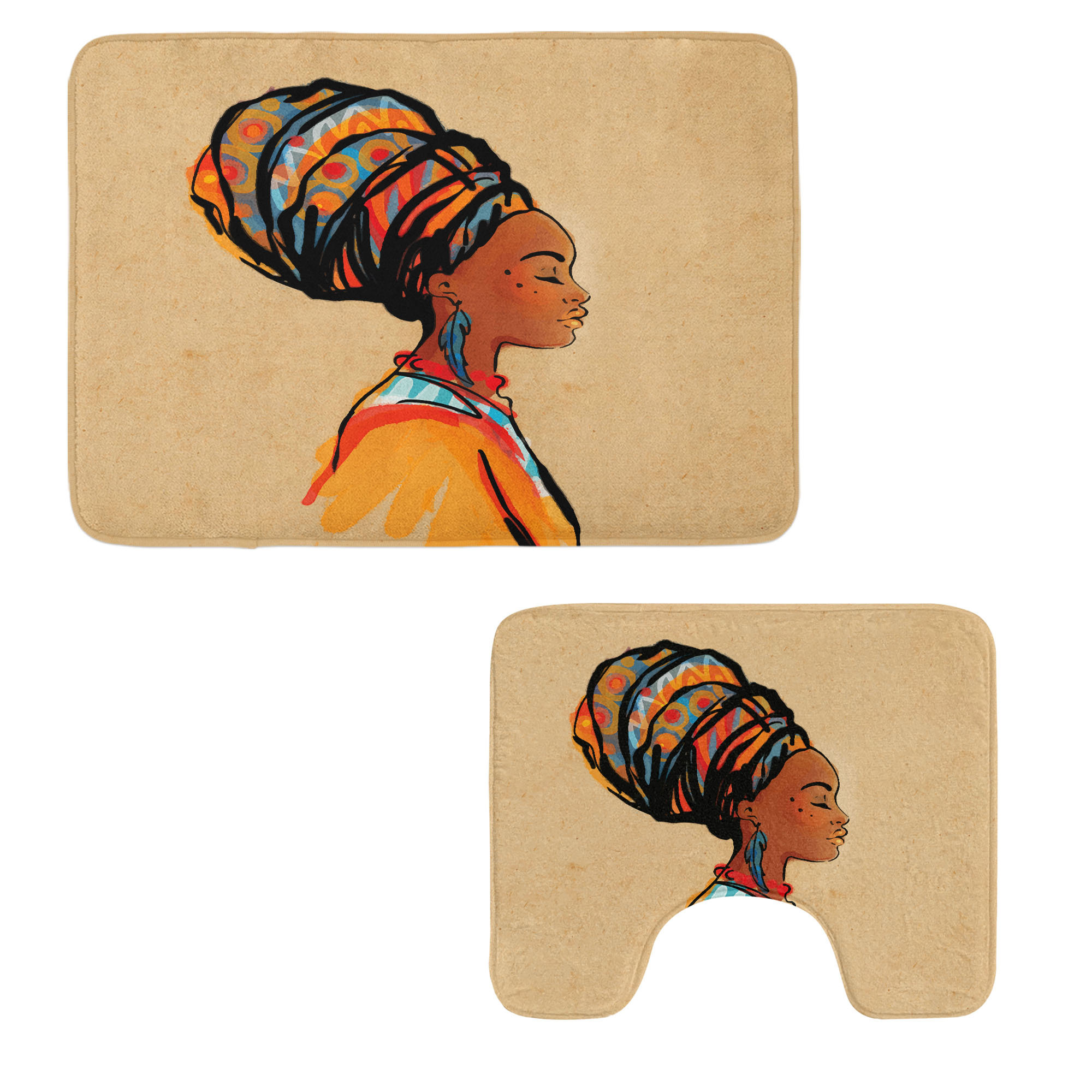 East Urban Home Hippie Bathroom Rug Set 2 Pieces Rectangle & Contour ...