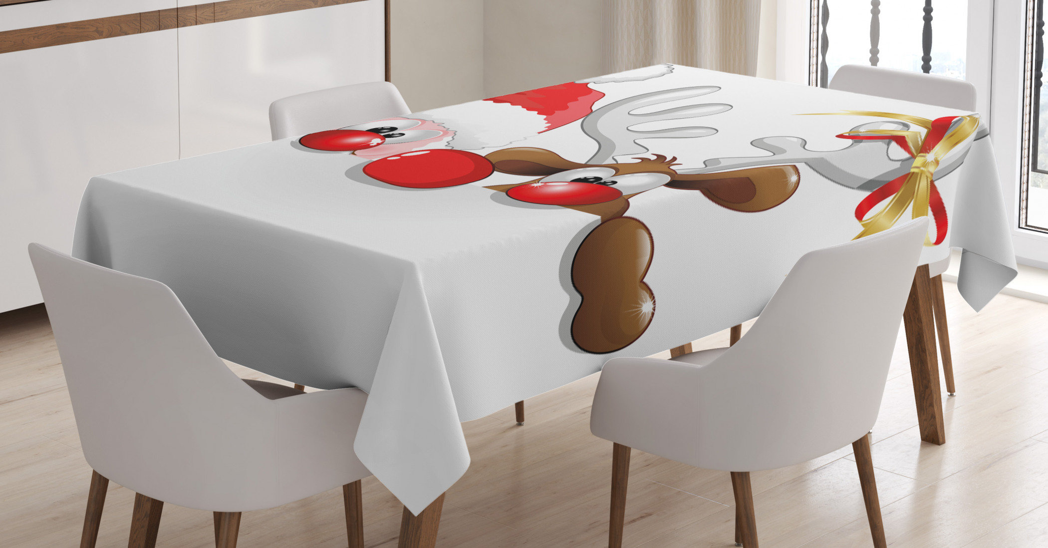 East Urban Home Funny Christmas Santa Claus and Reindeer Peeking ...