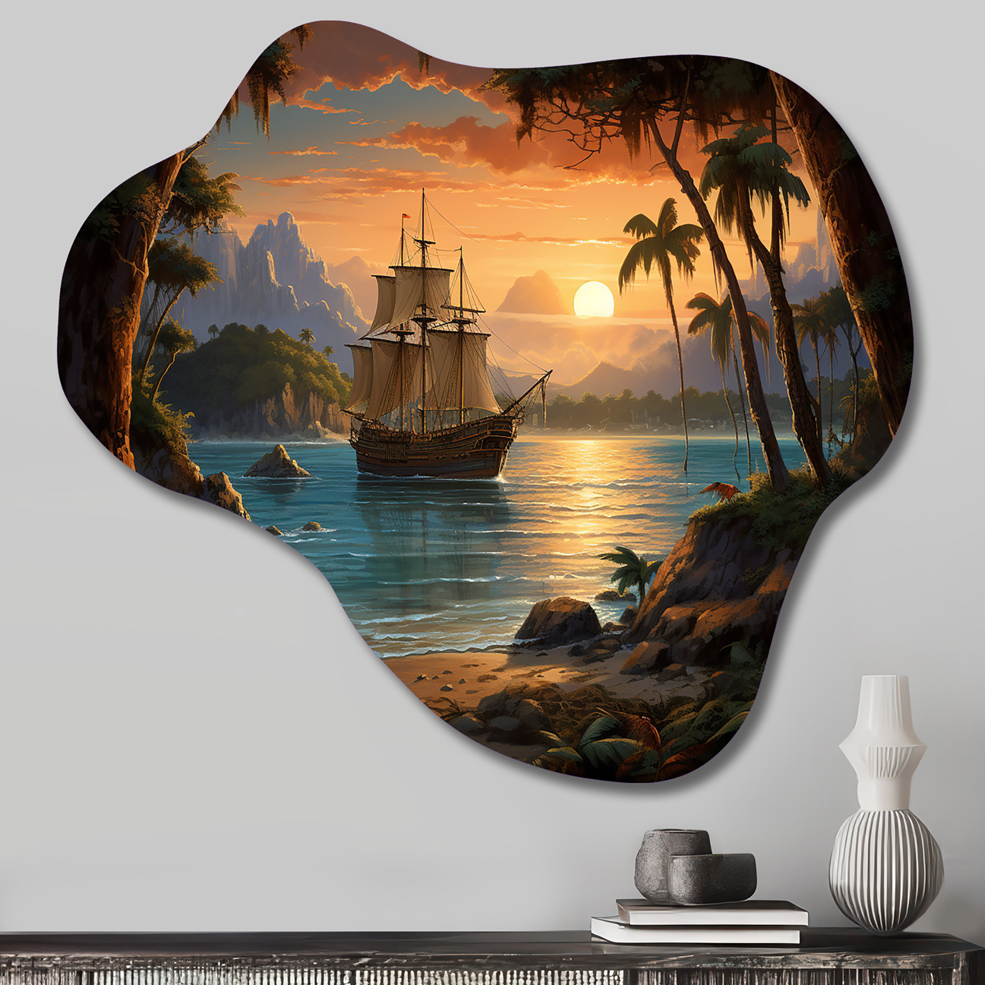 Bay Isle Home™ Pirate Boat Lost Isles - Cloud Pirate Metal Wall Art ...