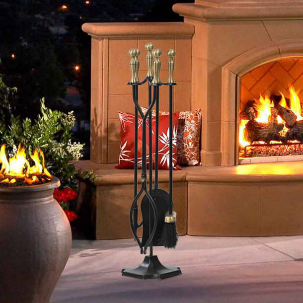House of Hampton® 5-Piece Iron Fireplace Tool Set & Reviews | Wayfair