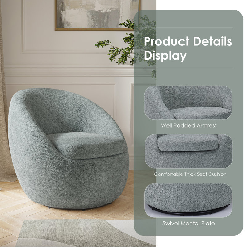 Wrought Studio Jaysaun Upholstered Swivel Barrel Chair & Reviews | Wayfair