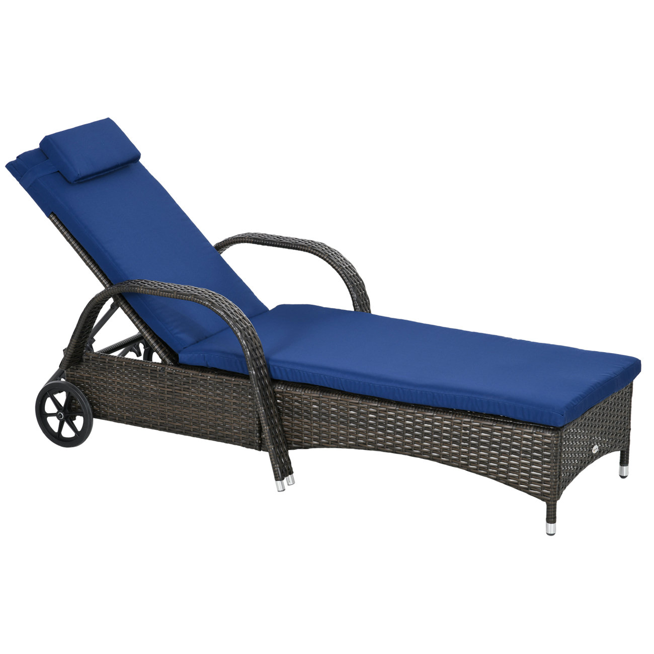 Latitude Run® Outsunny Wicker Outdoor Chaise Lounge, 5-Level Adjustable ...
