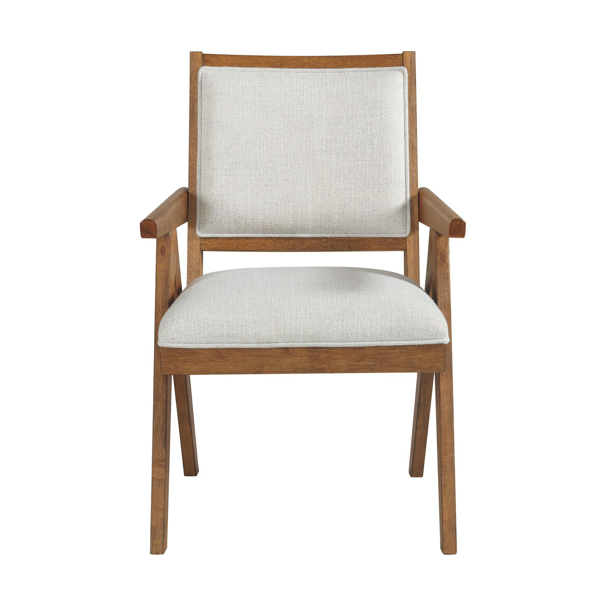 Gracie Oaks Clift Upholstered Arm Chair, Organic Spice Acacia and White ...