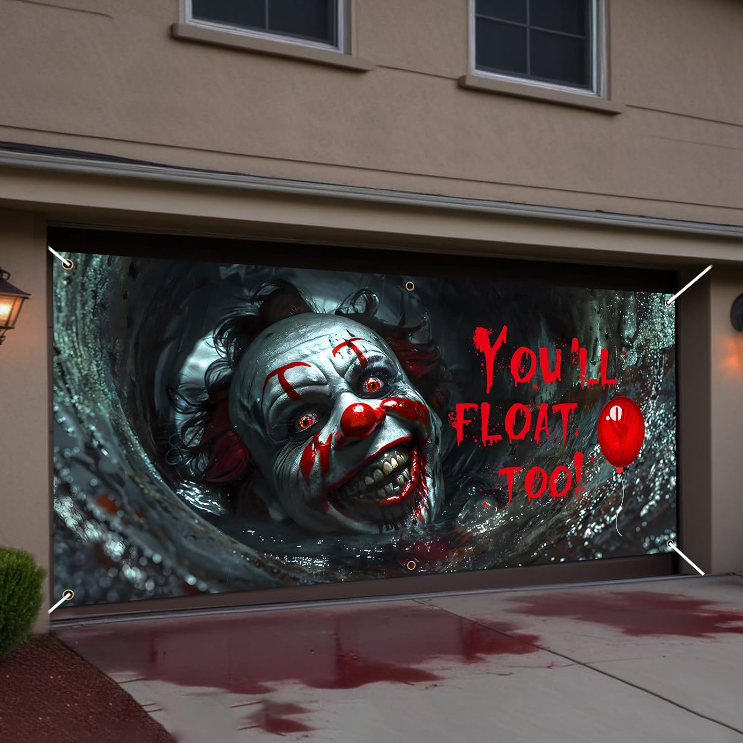 The Holiday Aisle® Halloween Garage Door Decorations Horror Clown ...