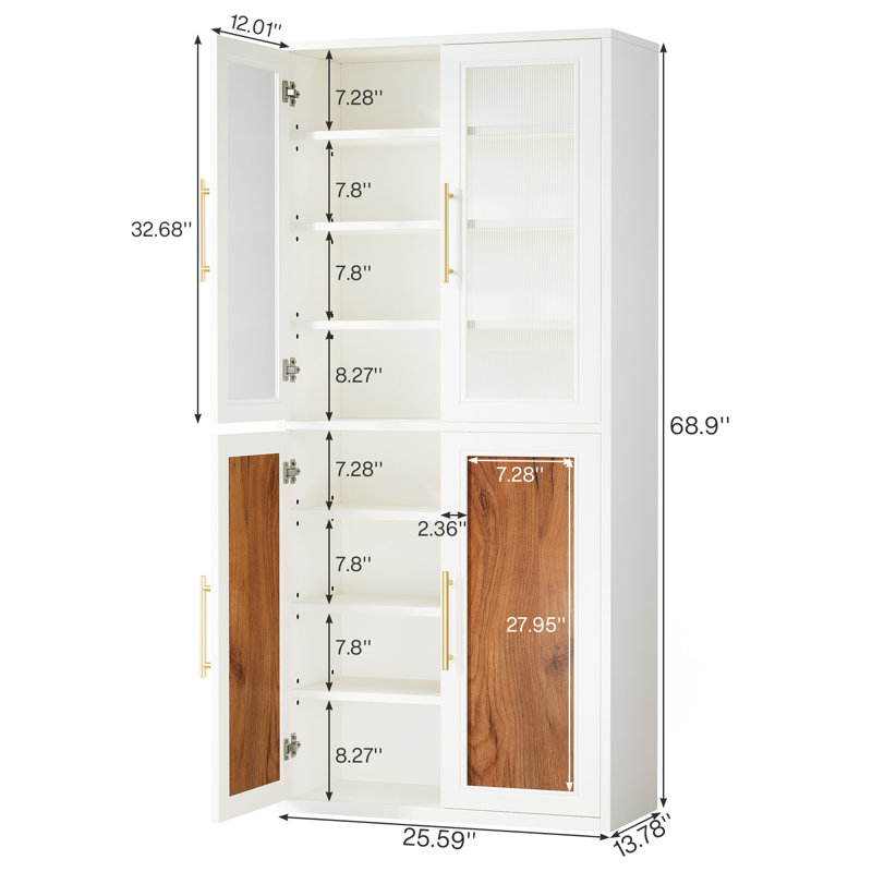 Latitude Run® 8-Tier 69-Inch Tall Bookshelves Bookcase with Doors | Wayfair