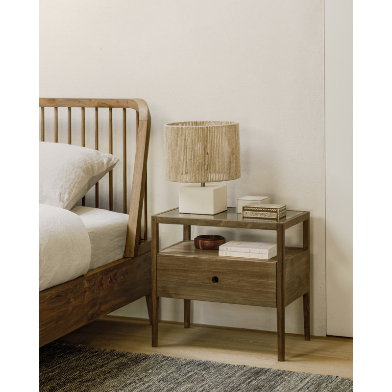 Ethnicraft Spindle 1 - Drawer Solid Wood Nightstand in Brown | Perigold
