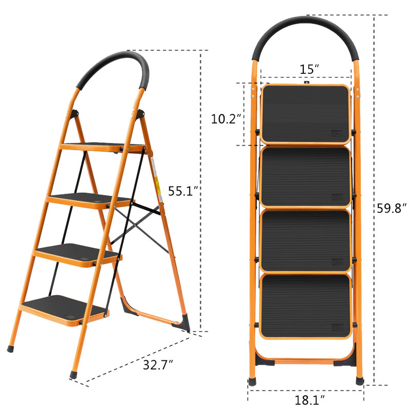 WFX Utility™ Como 4 - Step Steel Lightweight Folding Small Step Ladder ...