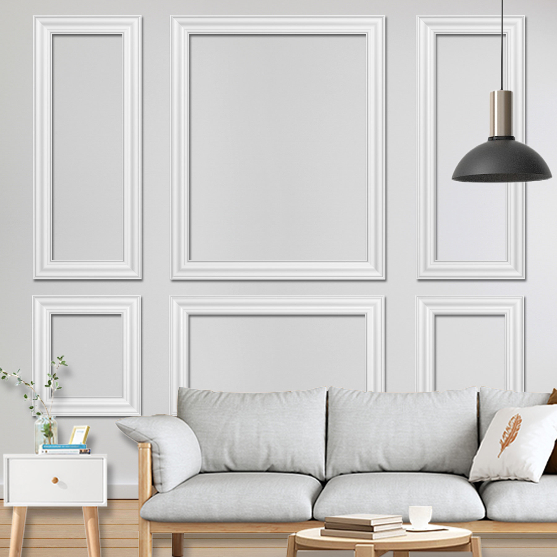 Gaahing 6 Sets Premade Accent Wall Molding Kit, Pre-Cut Wainscoting ...