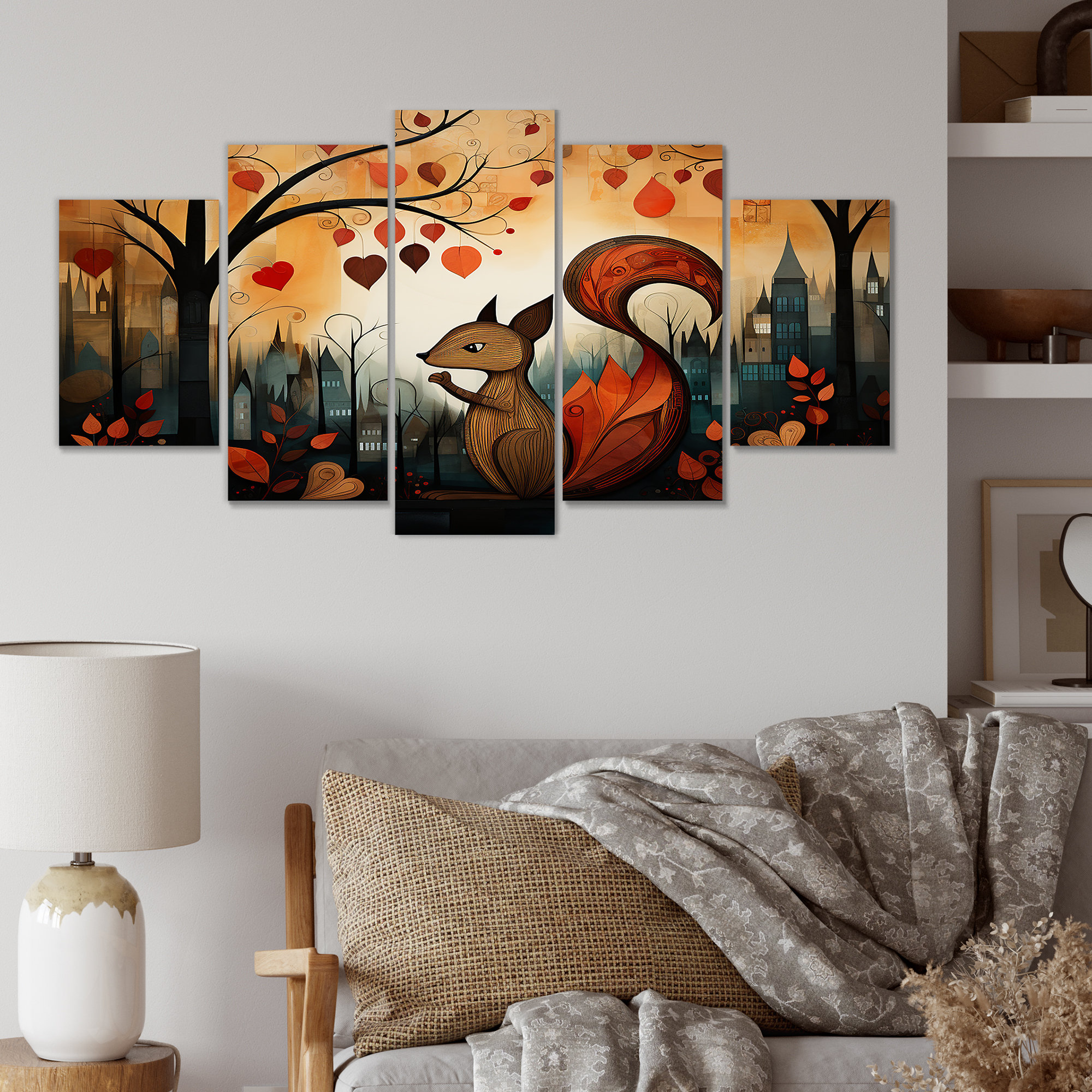 Lark Manor Squirrel Landscape For Nursery - Squirrel Multipanel Wall ...