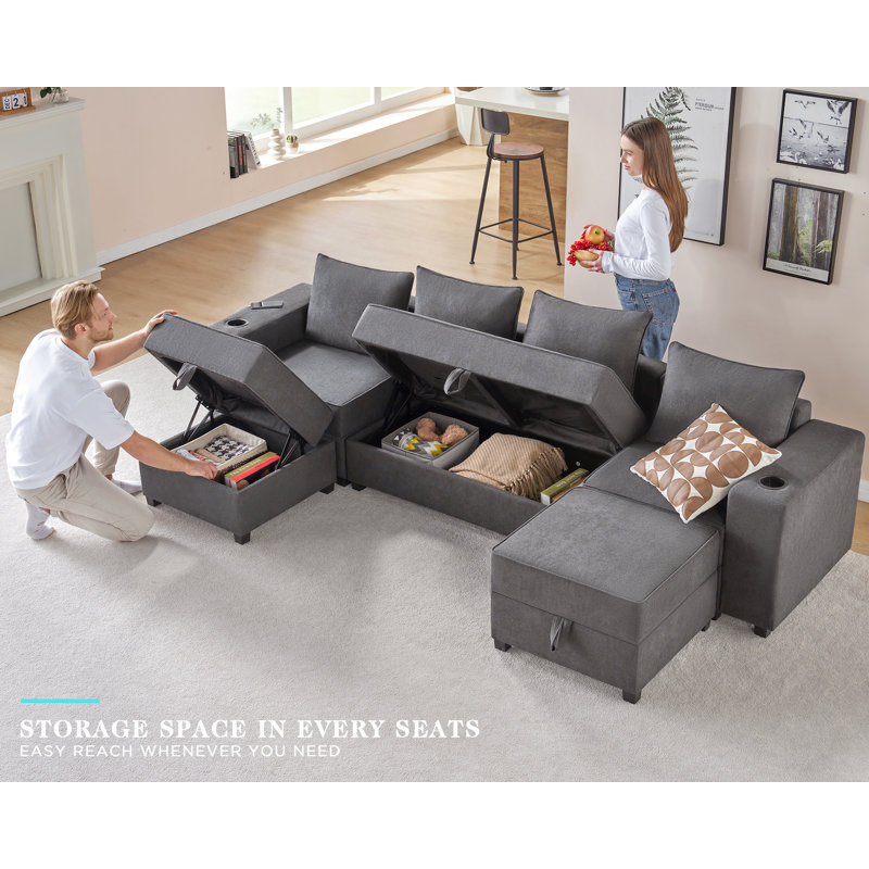 Wade Logan® Chanika 6 - Piece Upholstered Sectional | Wayfair