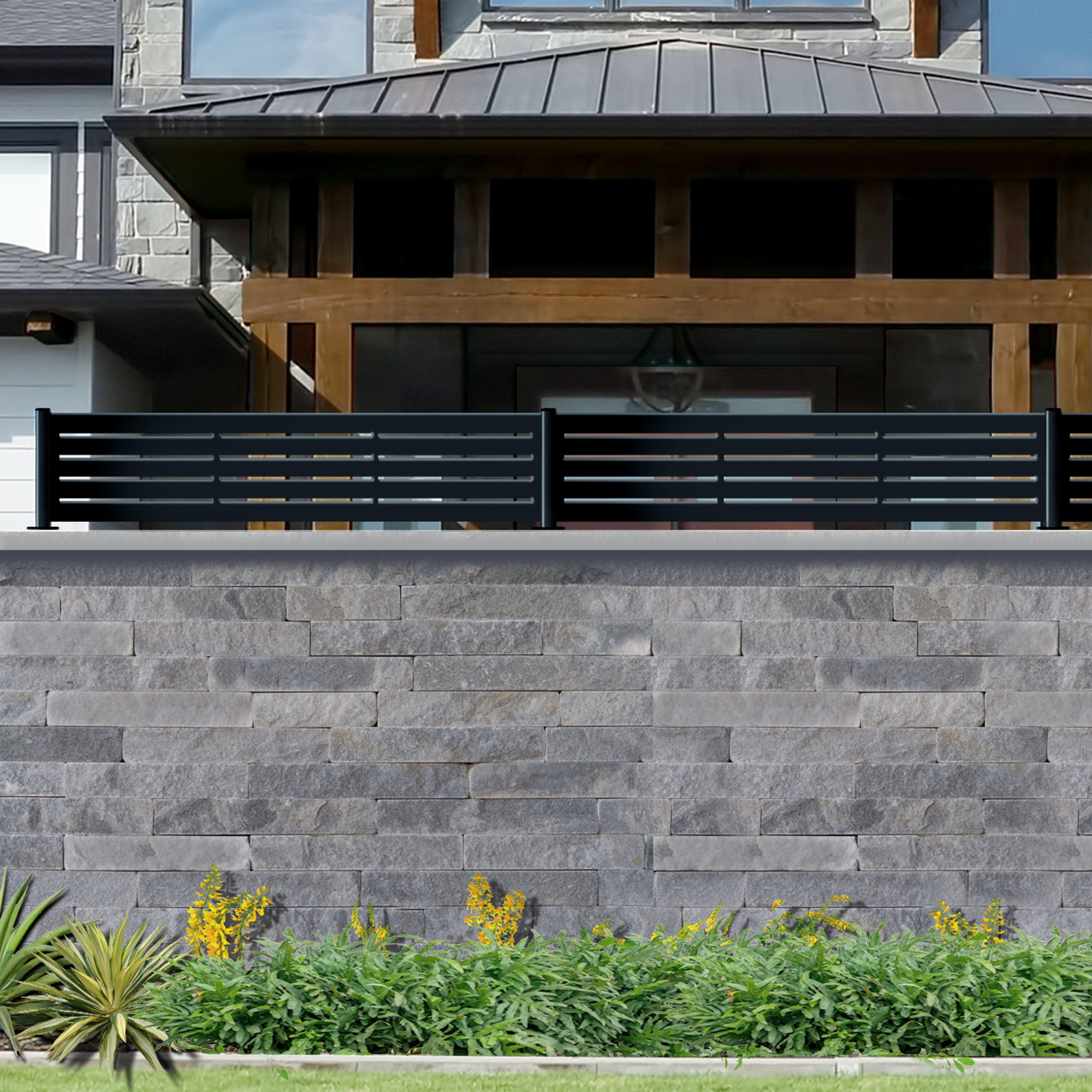 OUTDECO Linea Galvanized Steel Wall and Fence Extension Privacy Panel ...