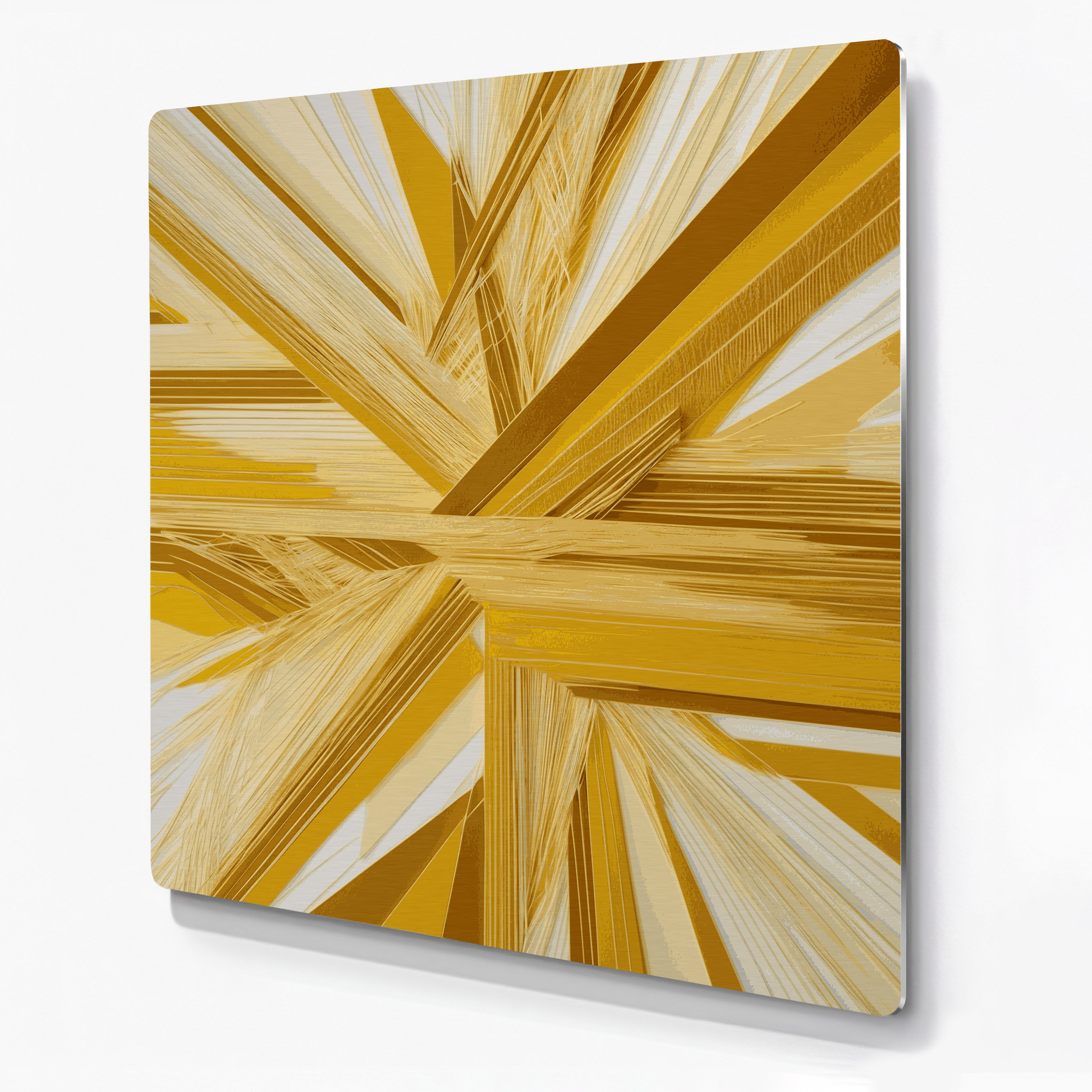 Orren Ellis Geometric Abstraction 22 Beige Metal Wall Art | Wayfair