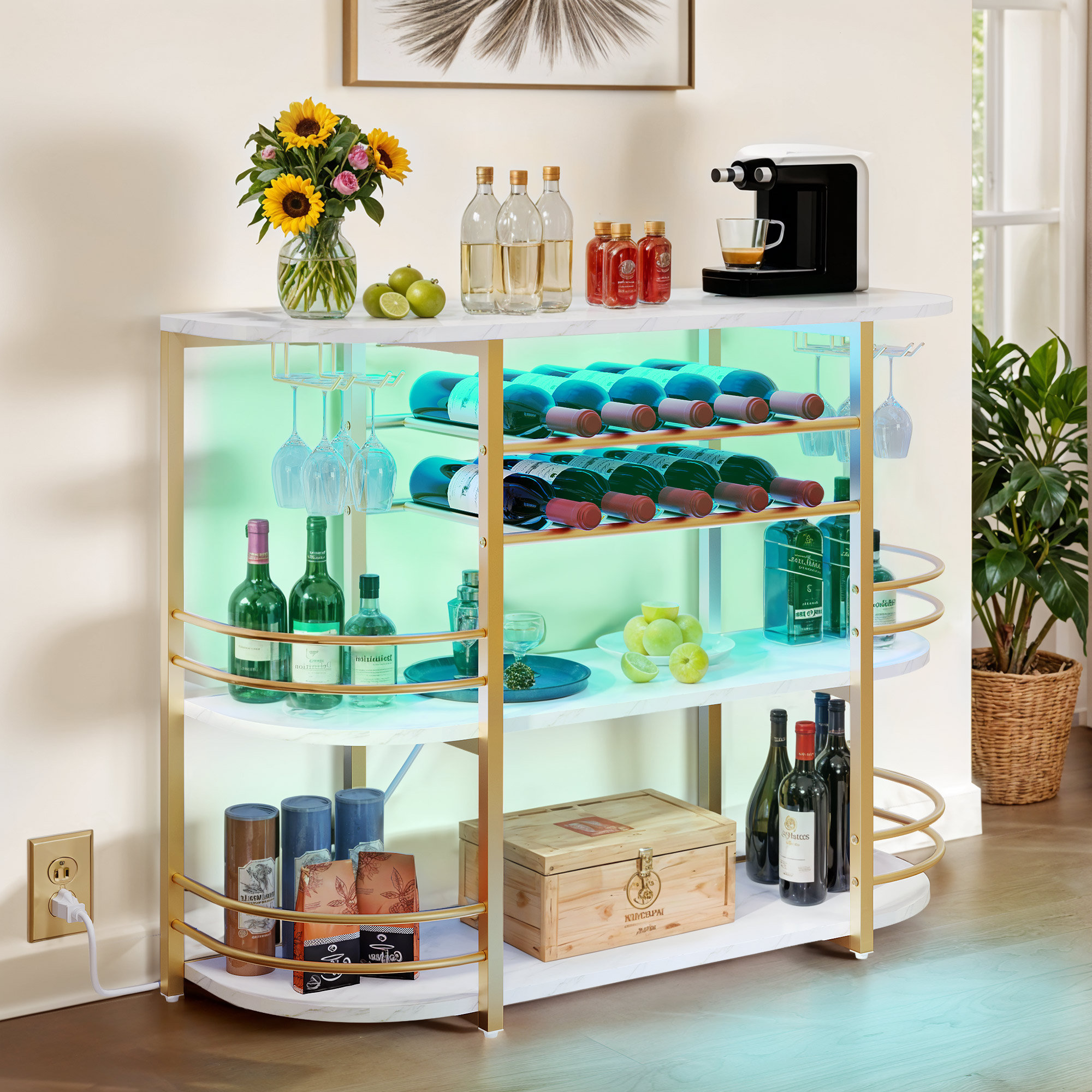Mercer41 Luxury 47 Inch Bar Table with Outlet - Wayfair Canada