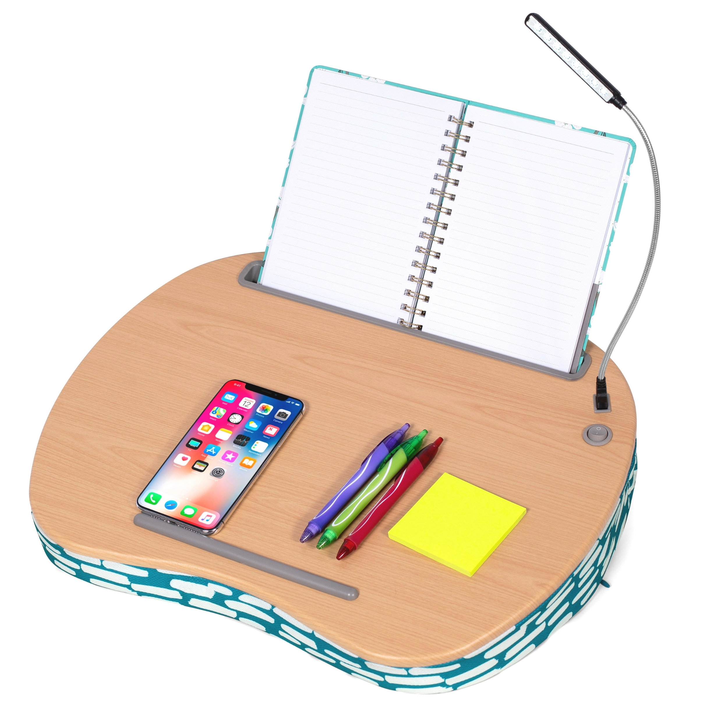 Sofia + Sam Lap Desk For Laptop And Writing With USB Light - Teal Strokes - Laptop Stand ...