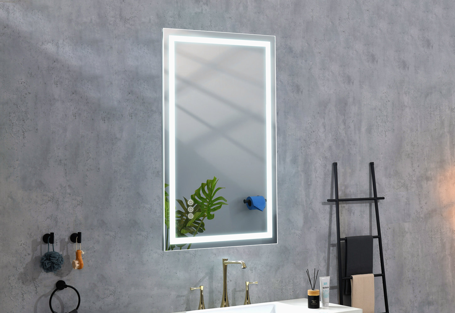 Ivy Bronx LED Bathroom Mirror With Front And Backlight, Large Dimmable ...