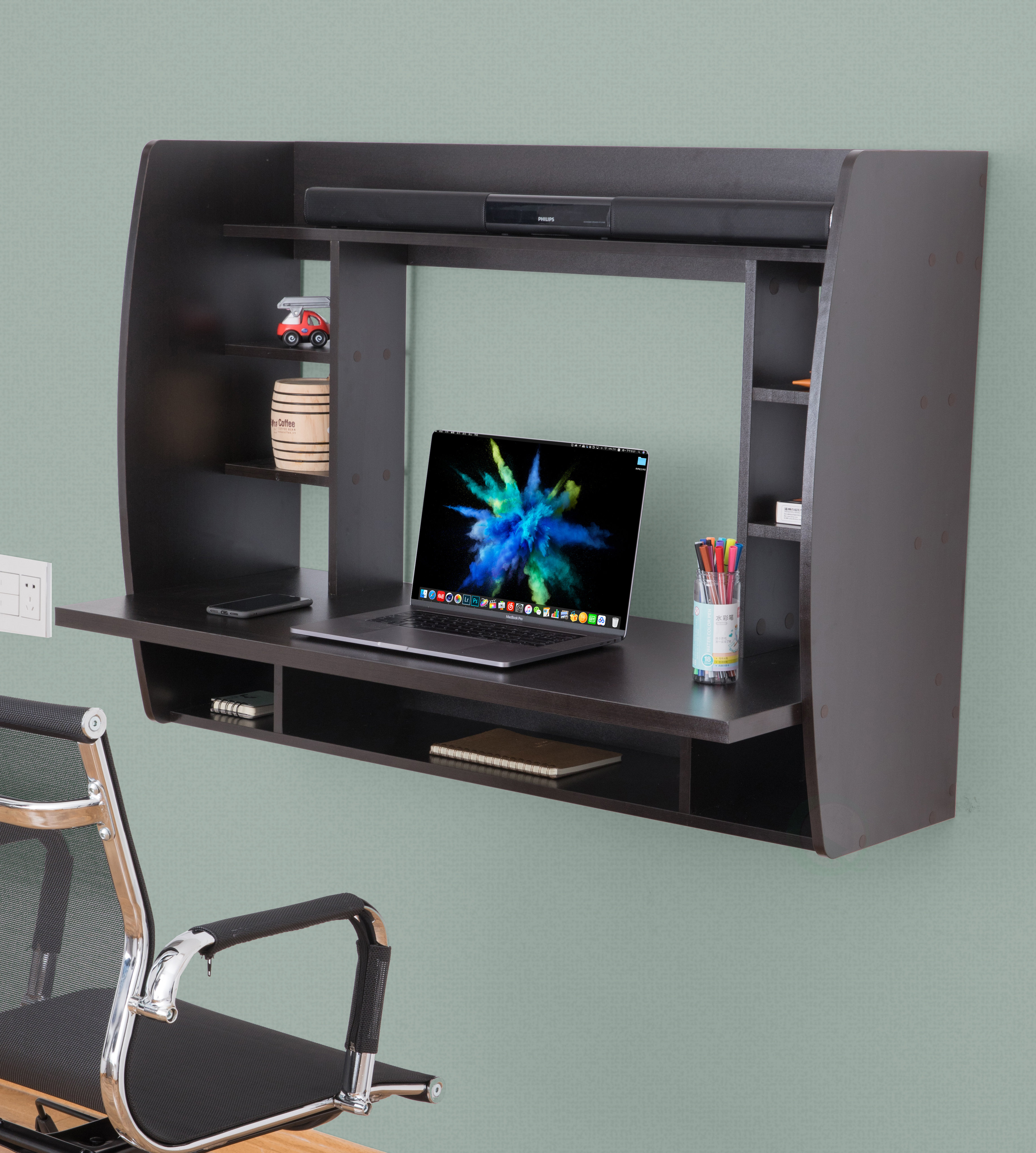 Latitude Run® Amon Versatile Wall Mount Floating Computer Desk ...