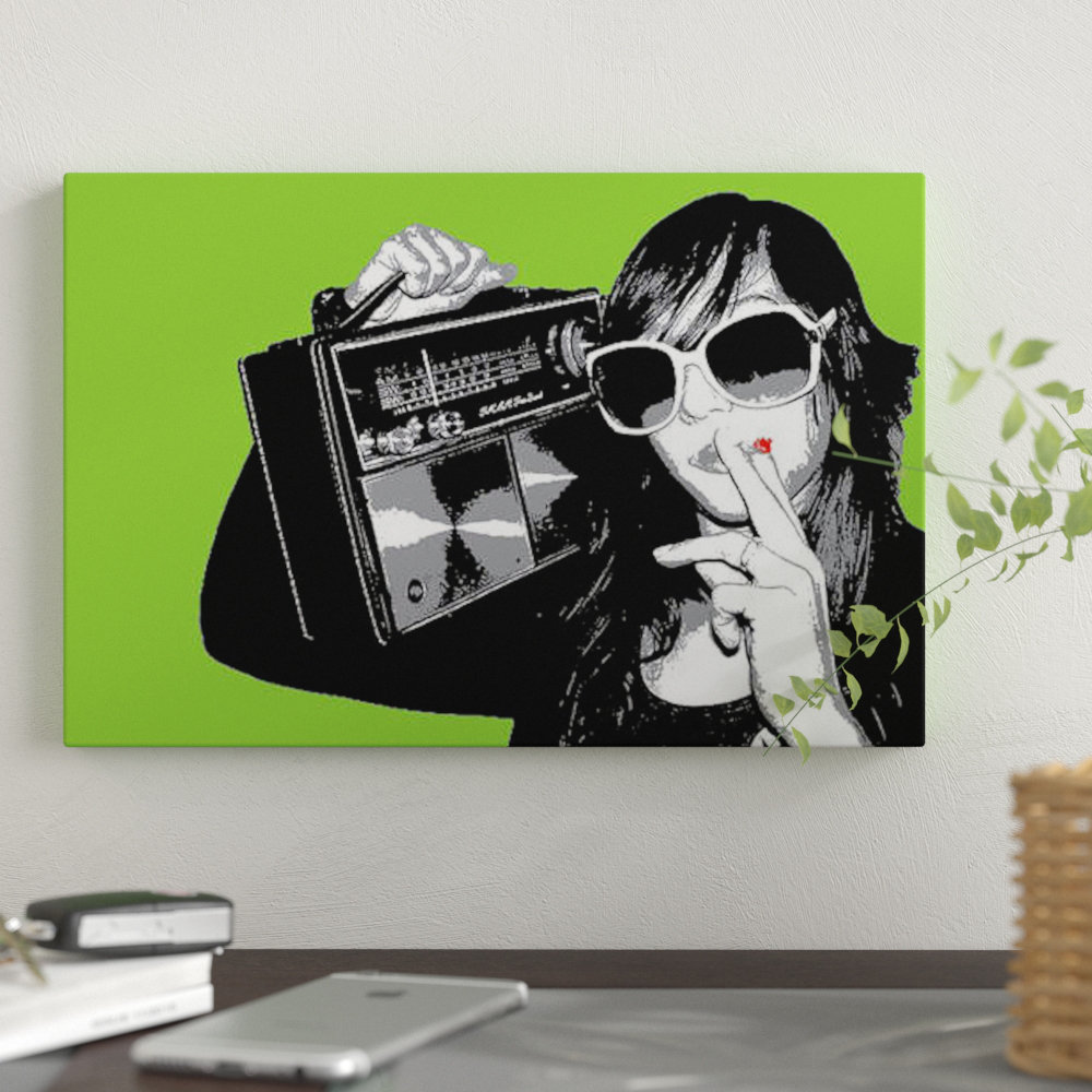 East Urban Home 'Boombox Joint Green' Graphic Art Print on Canvas | Wayfair
