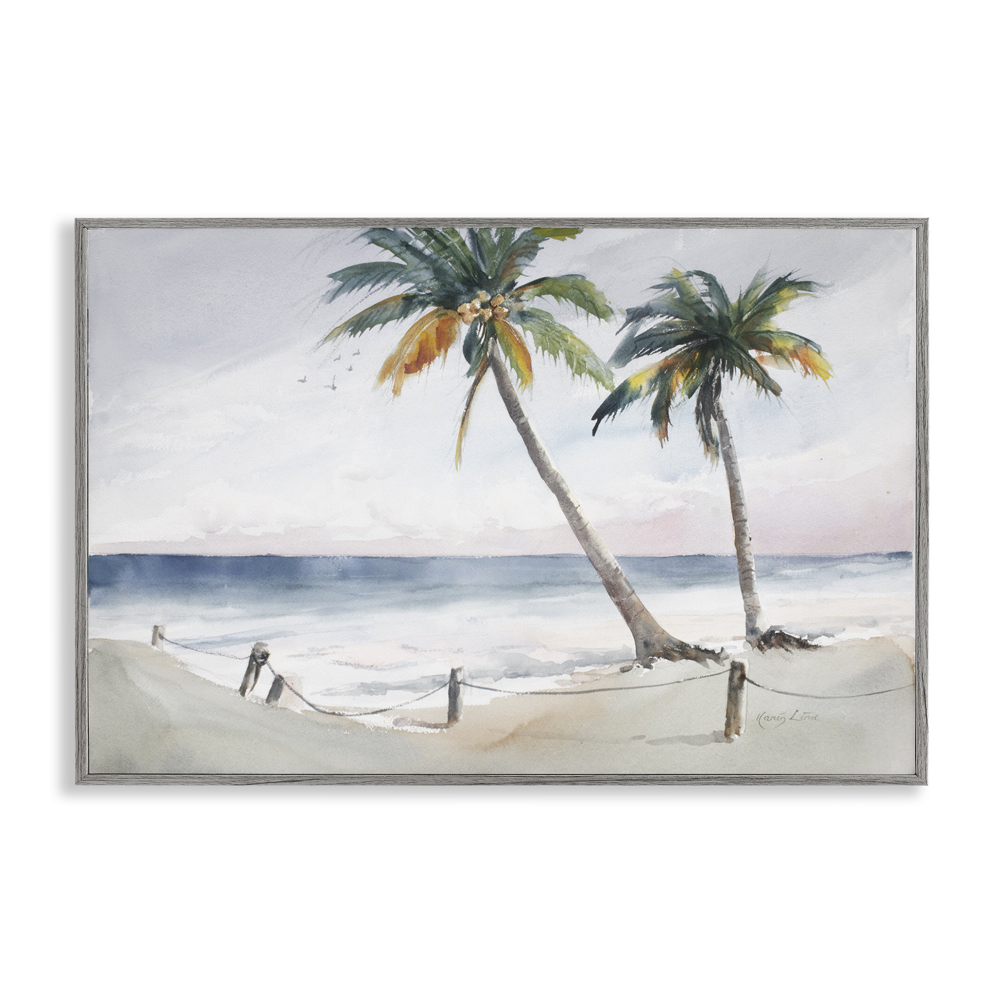 Highland Dunes Two Palms Serene Coast Giclee Art by Karin Lind | Wayfair