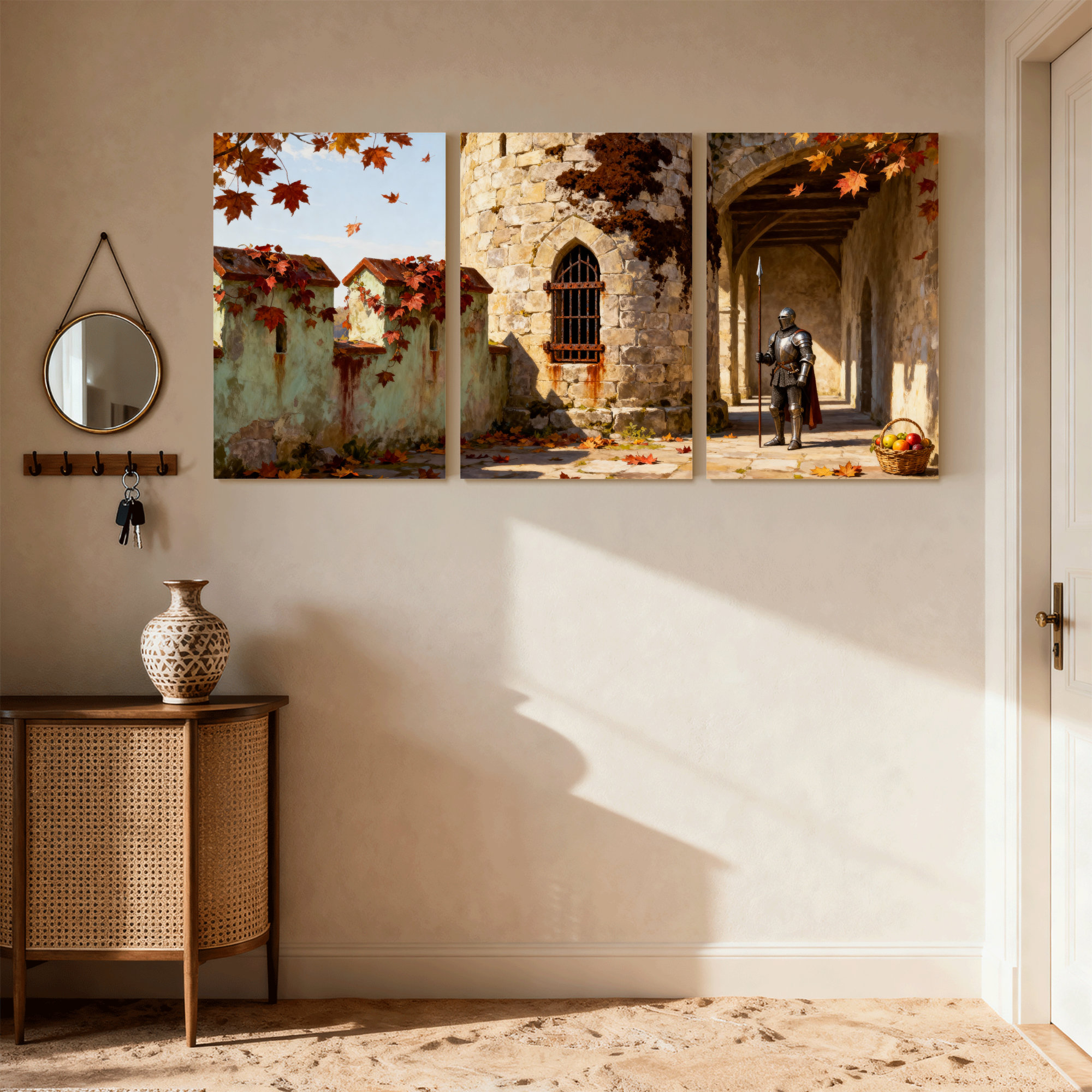 Winston Porter Mid-Century Autumn Castle Courtyard Knight Reflection ...