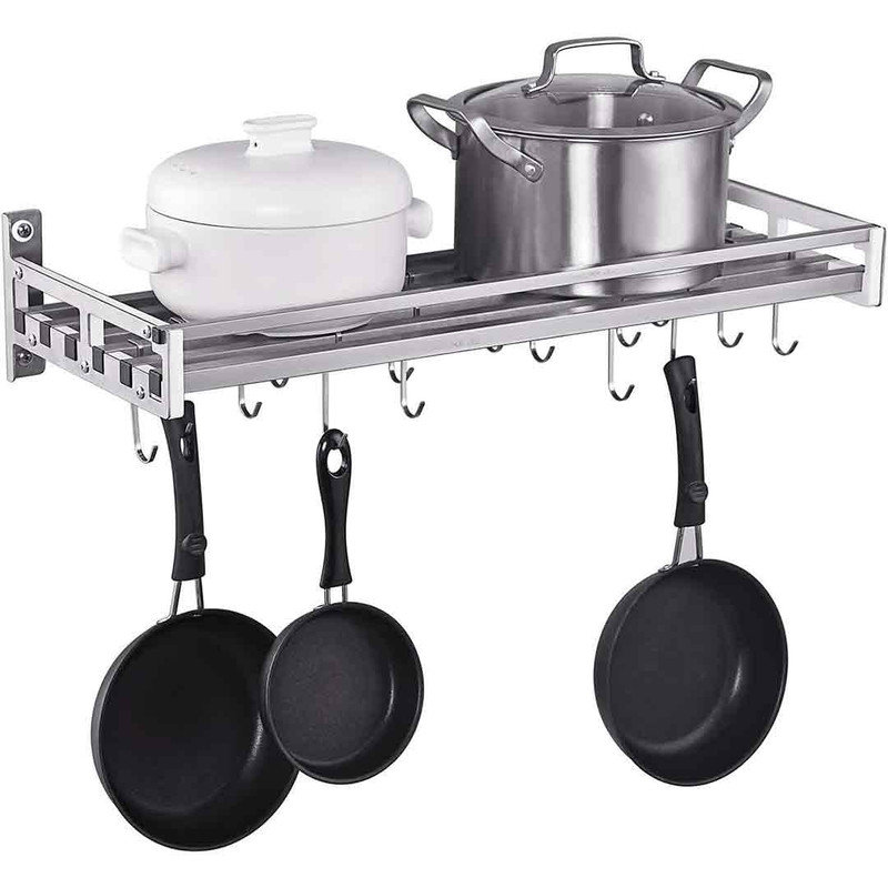Rebrilliant Stainless Steel Rectangle Wall Mounted Pot Rack | Wayfair