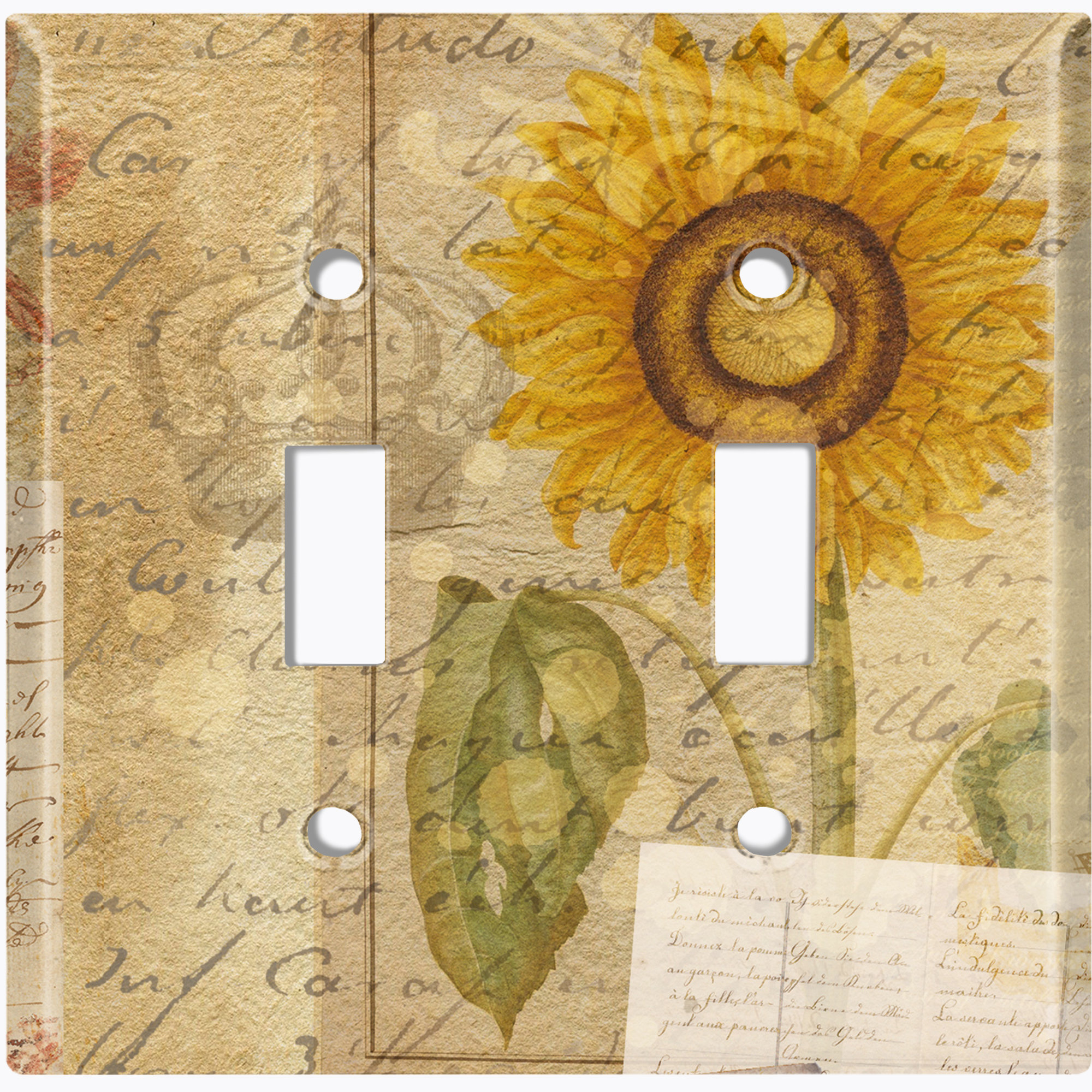 WorldAcc Metal Light Switch Plate Outlet Cover (Sun Flower Beige Damask ...