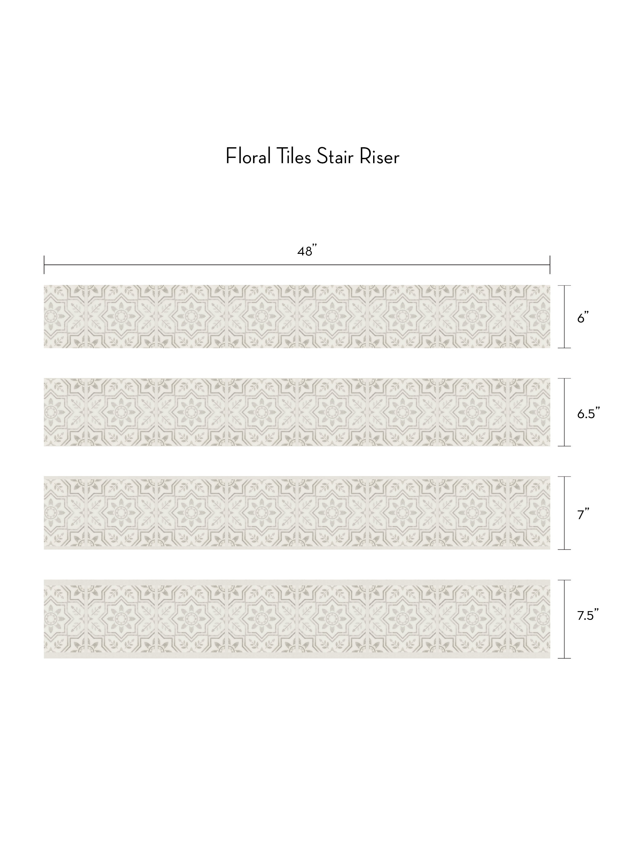 Lark Manor™ Floral Tile Vinyl Peel And Stick Stair Riser | Wayfair