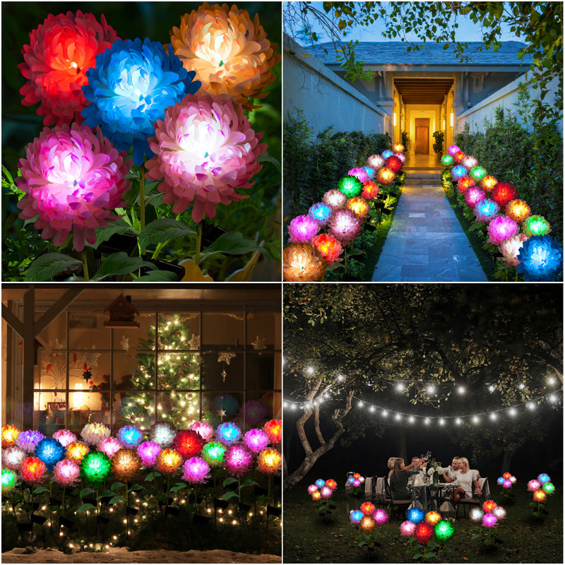 BUCASA 28'' Multi Color Low Voltage Solar Powered Integrated LED ...