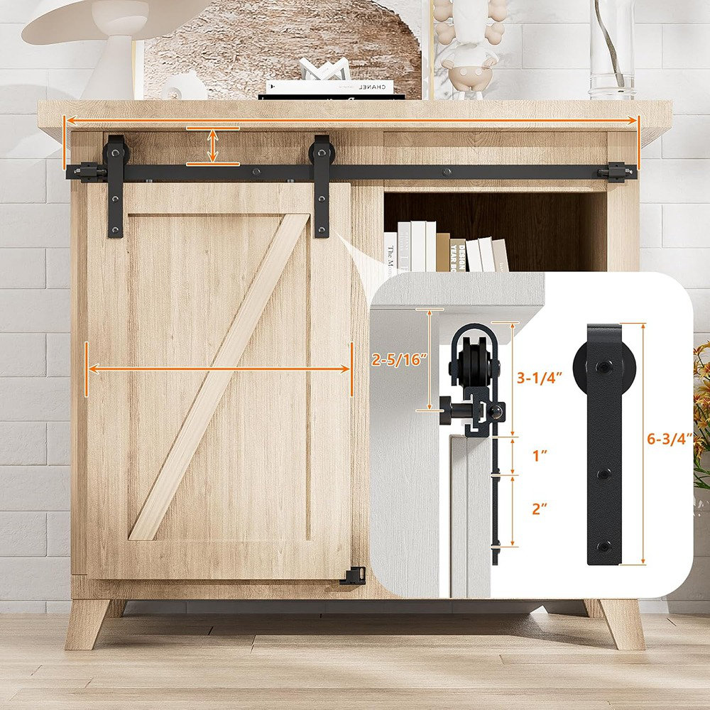 MAXAYA 4FT Super Mini Cabinet Small Sliding Barn Door Hardware Track Ki ...