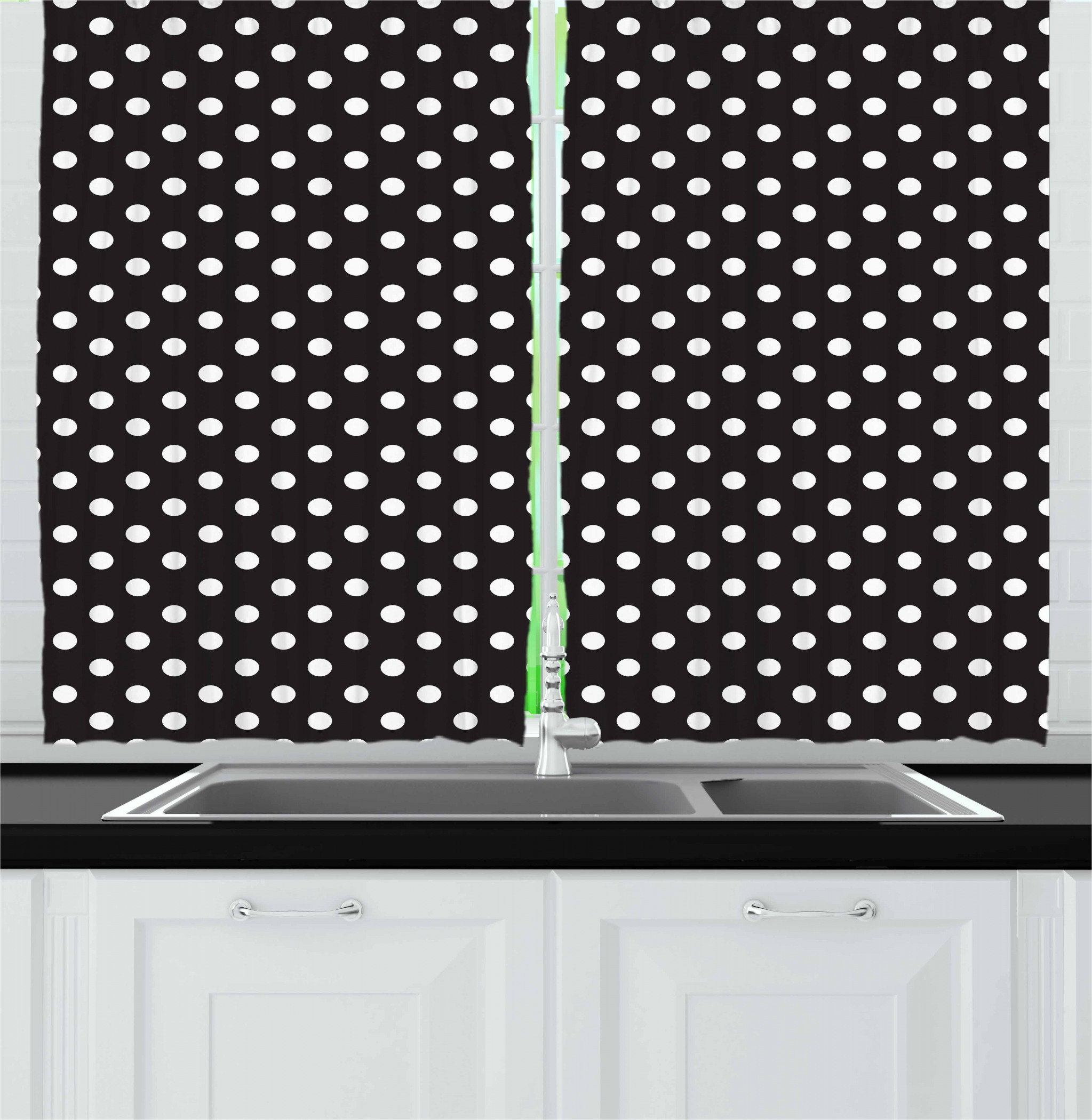 East Urban Home Dots Kitchen Curtain | Wayfair